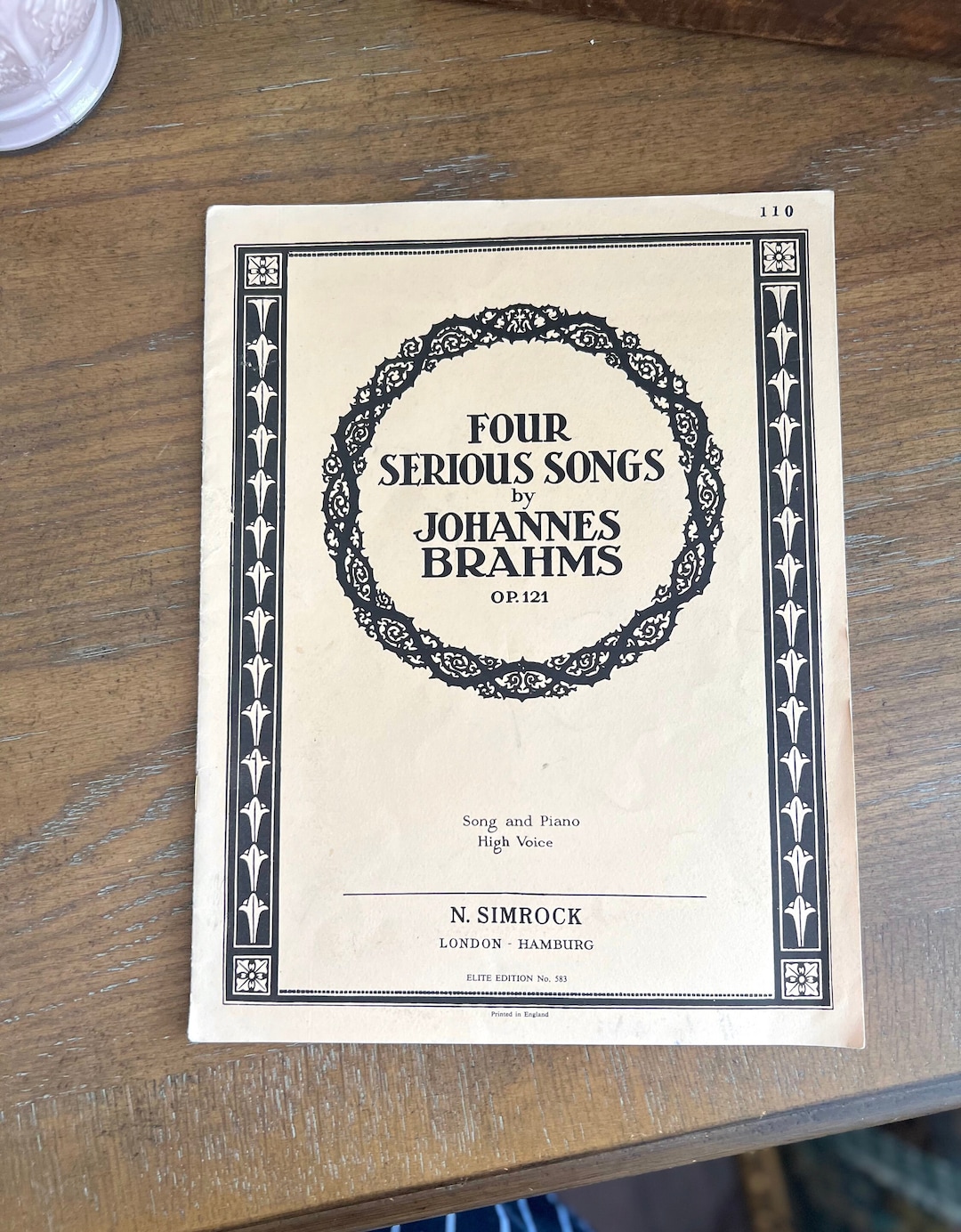 Music Book, Vintage 1896 Four Serious Songs by Johannes Brahms Song and ...