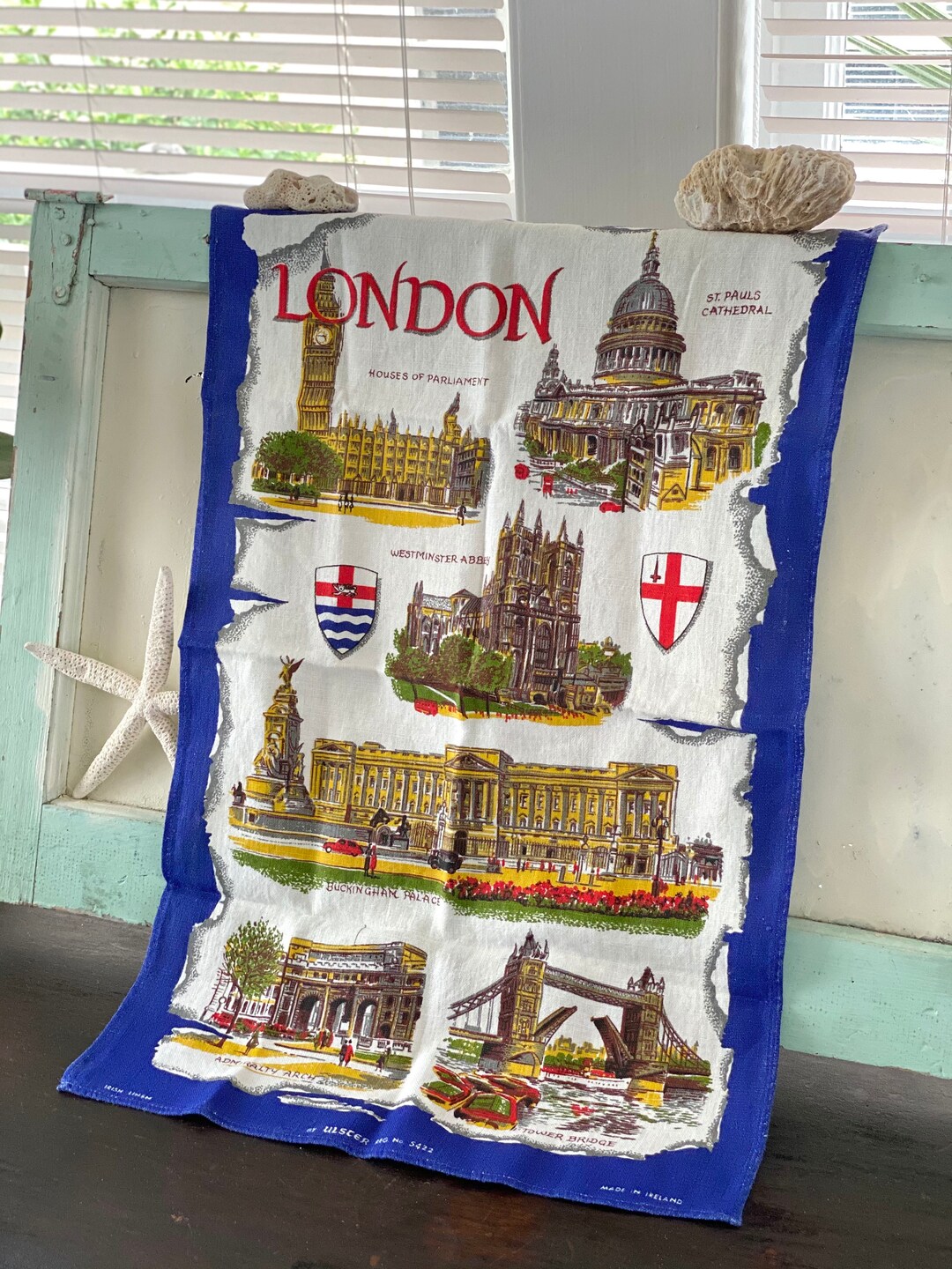 Tea Towel, Vintage Ulster Linen Kitchen Towel With London Famous ...