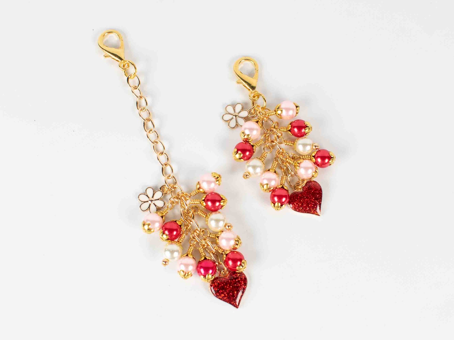 Romantic Planner Charm With Sparkling Red Heart and Pink and - Etsy