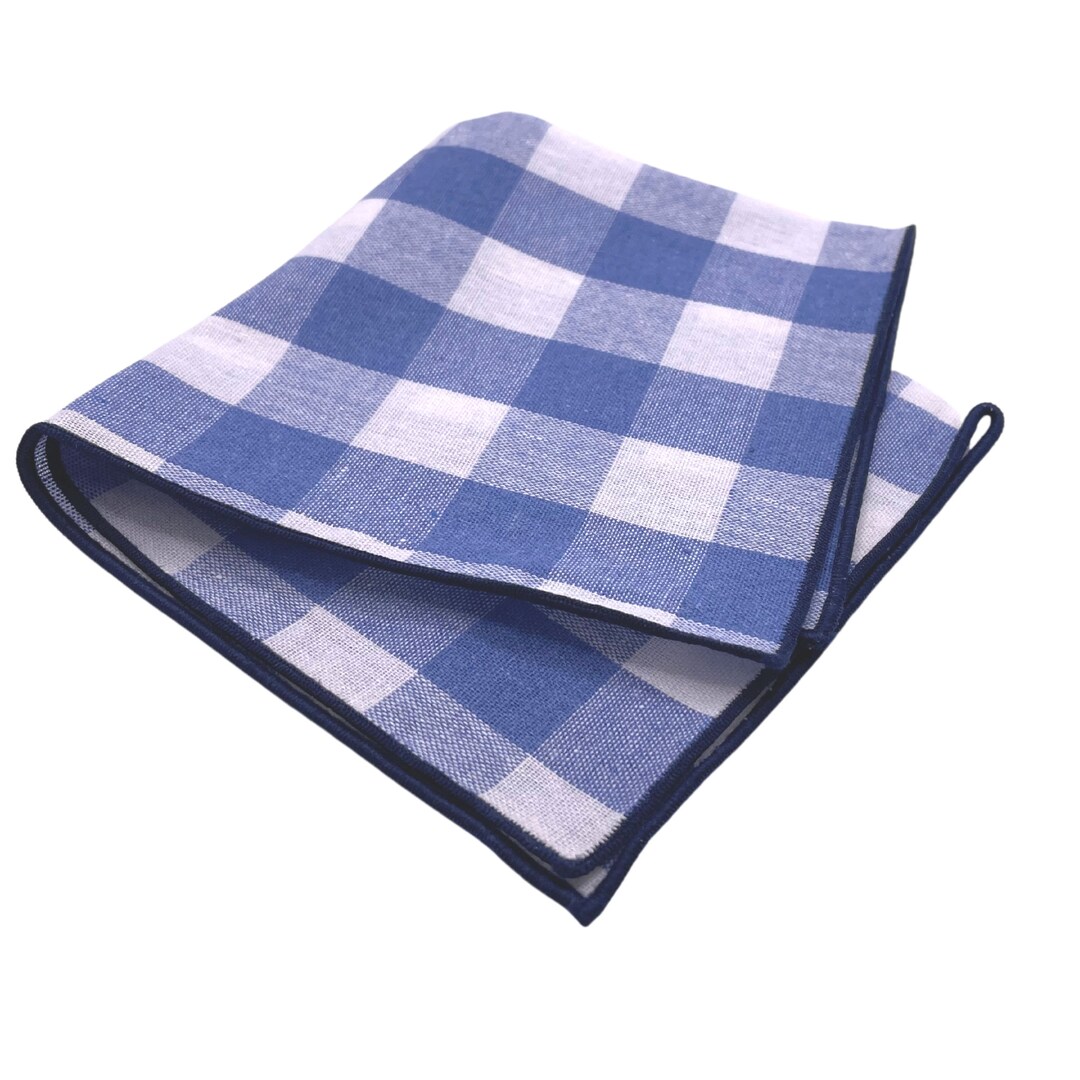 Blue and White Checkered Pocket Square - Etsy