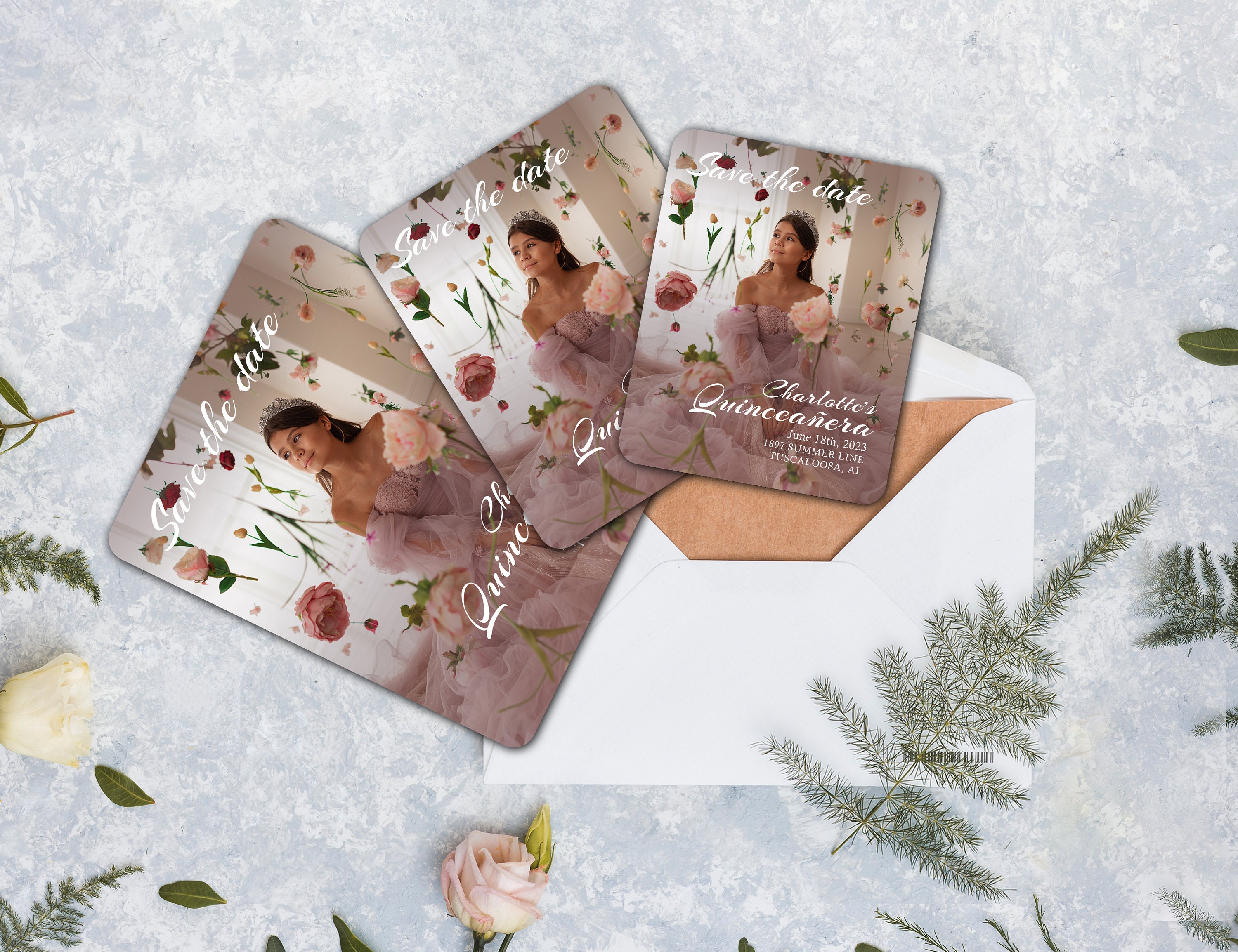 Save the Date Fridge Magnets, Quinceanera Invitation, Custom Magnet ...