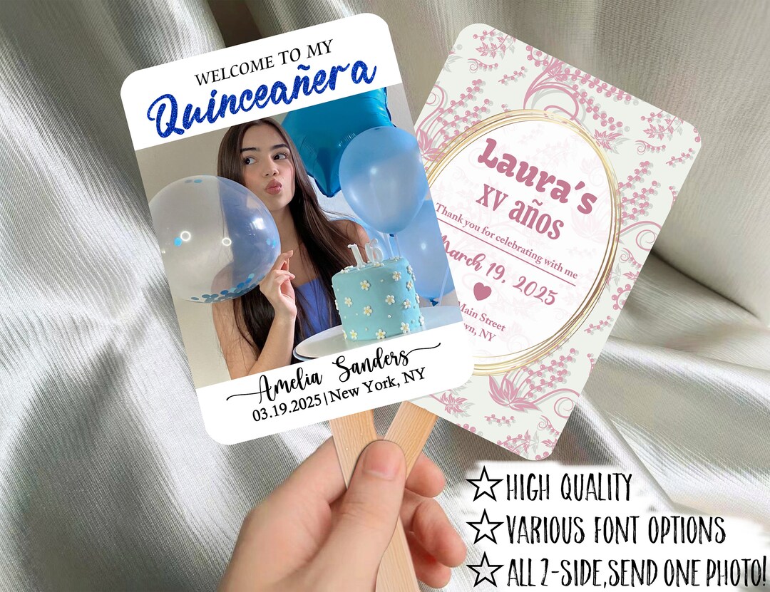 ASSEMBLED Photo Fans Quinceañera Favors Program Fan Favors Sweet ...