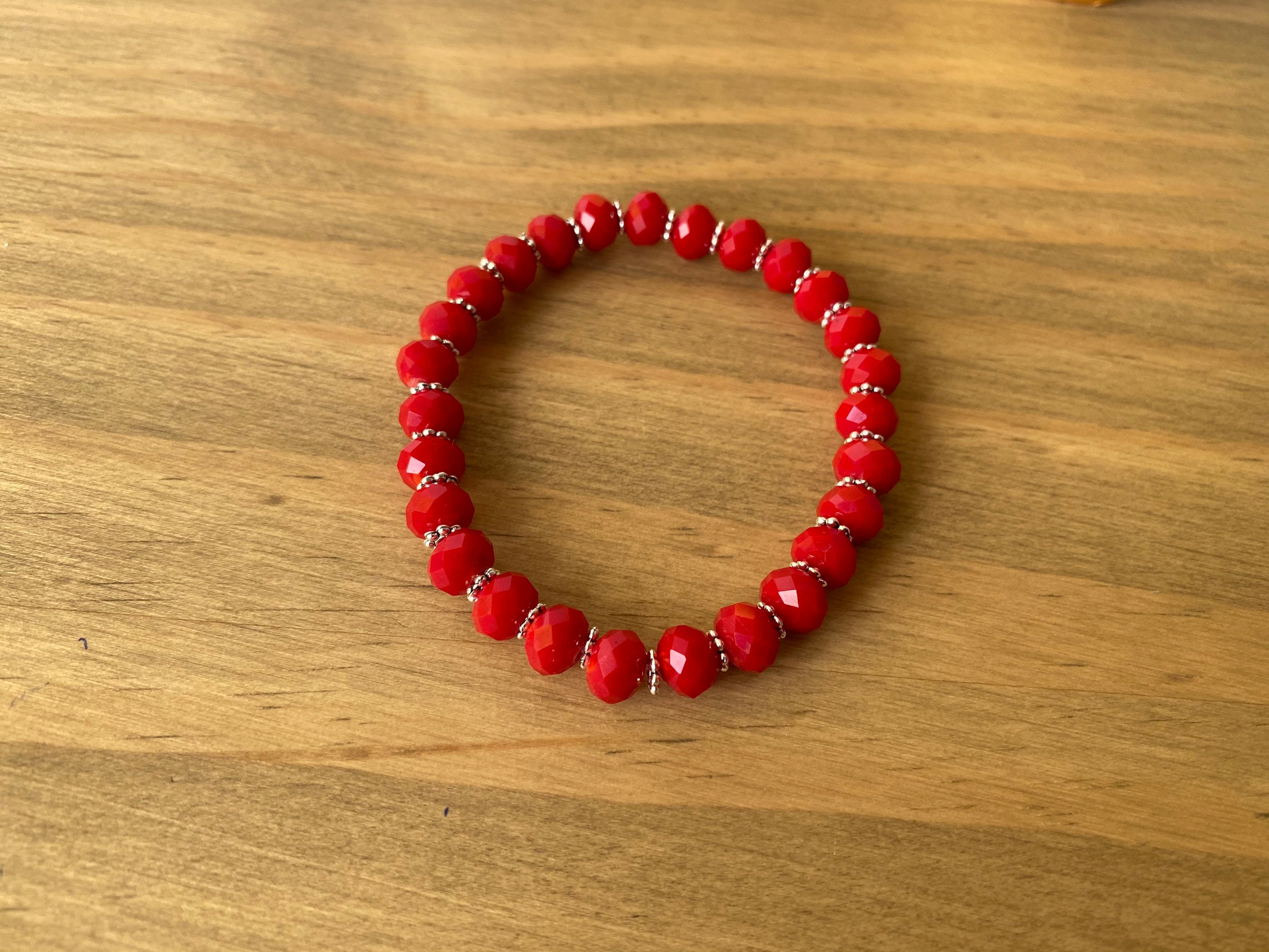 Red Rondelle Bracelet Red Crystal Bracelet Elastic Bracelet - Etsy UK