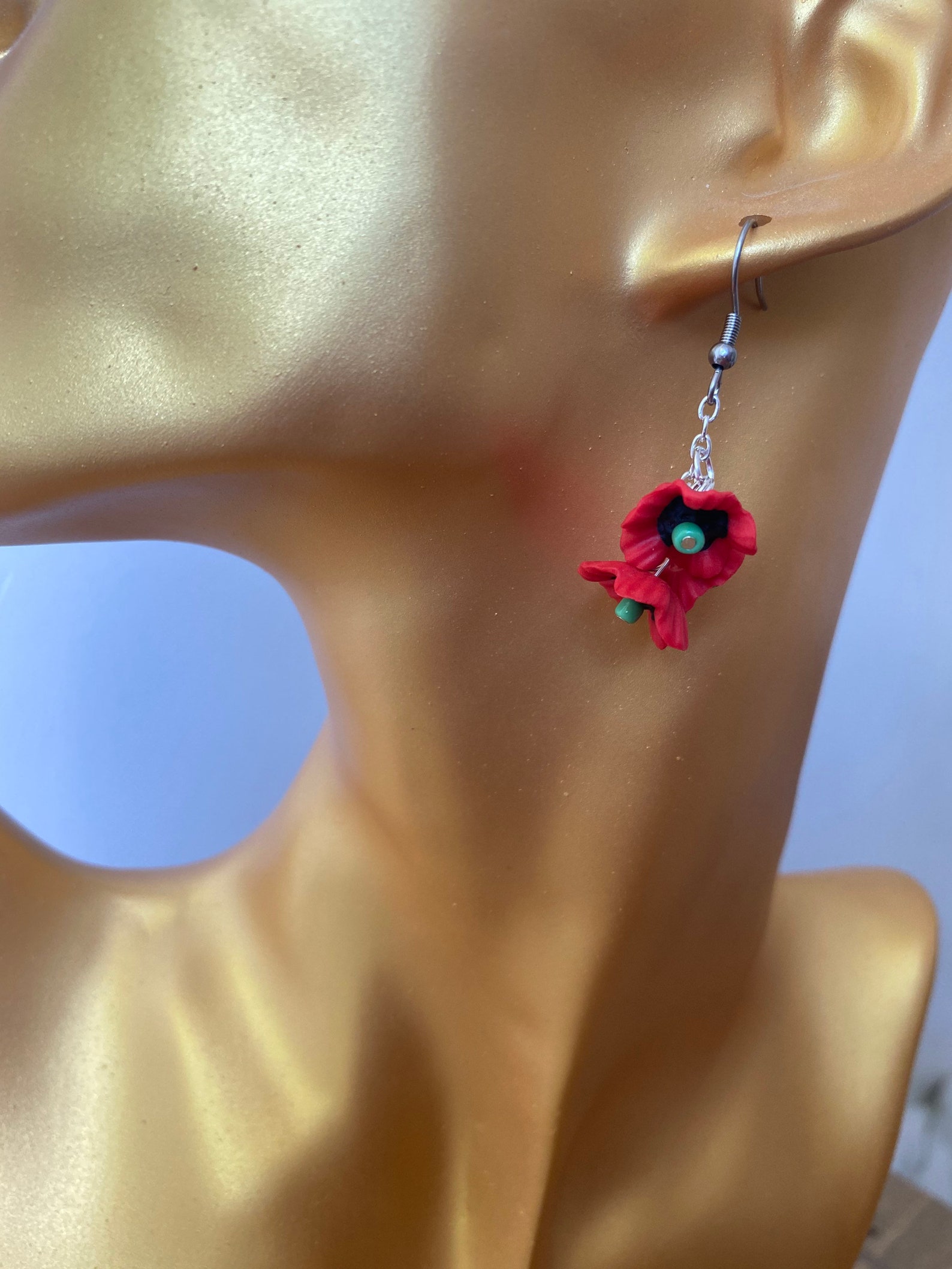 Red Poppy Earring, Poppy Earrings, Women Earrings, Poppy, Poppies ...