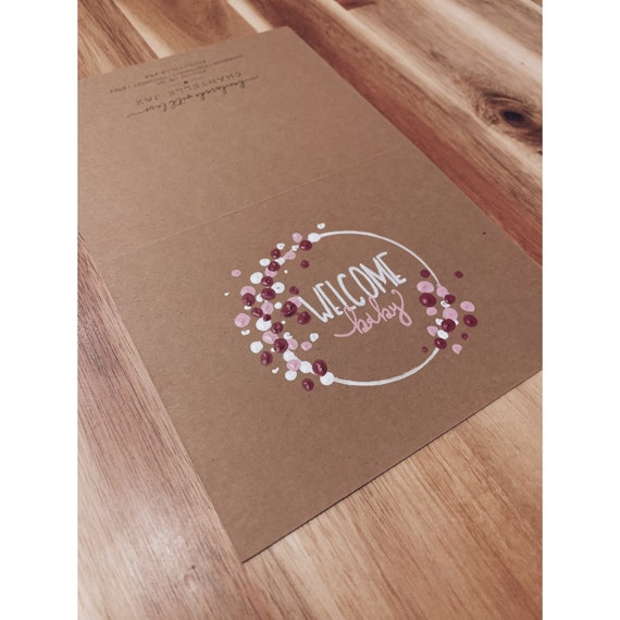 Handmade Welcome Baby Pink Card | Etsy