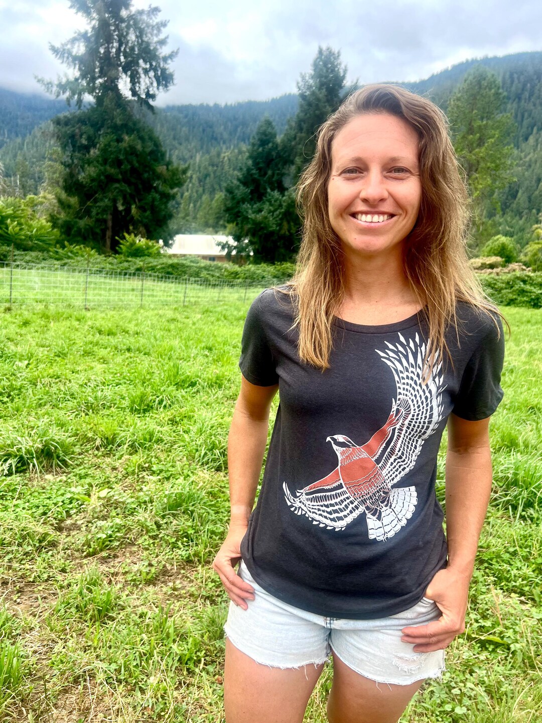 Hawk Shirt, Organic Cotton, Recycled Poly, Bird Tee, Gift for Her ...