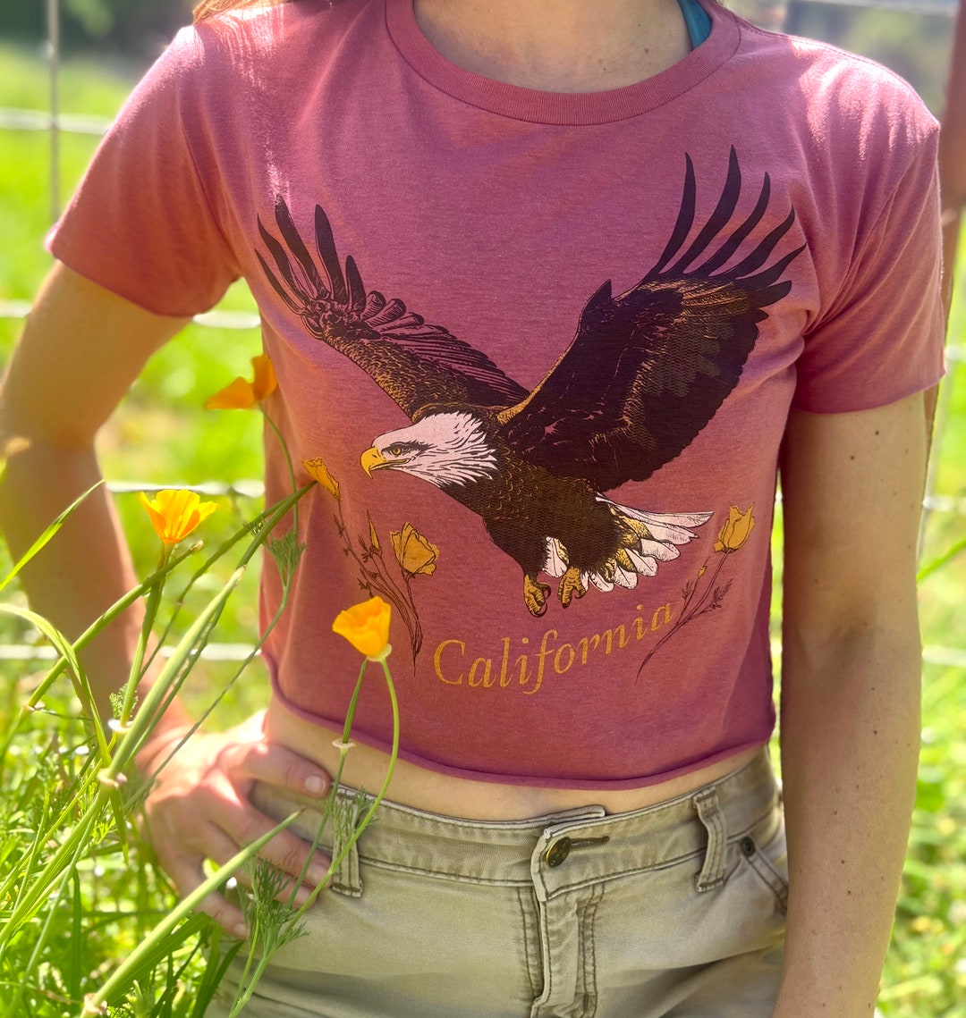 Bald Eagle With California Poppies-female Crop Tee - Etsy