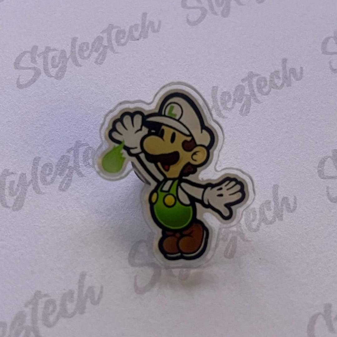 Fire Paper Luigi | Acrylic Pin | Paper Mario Pin - Paper Mario Sticker ...