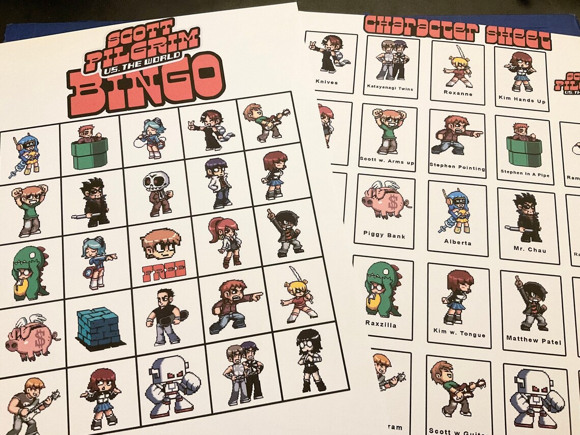 Scott Pilgrim Bingo Game Scott Pilgrim VS. the World - Etsy