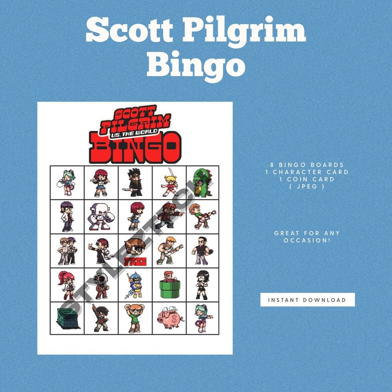 Scott Pilgrim Bingo Game - Scott Pilgrim VS. the World - Etsy