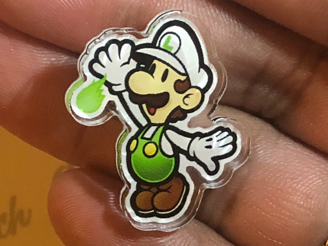 Fire Paper Luigi Paper Mario Pin | Etsy