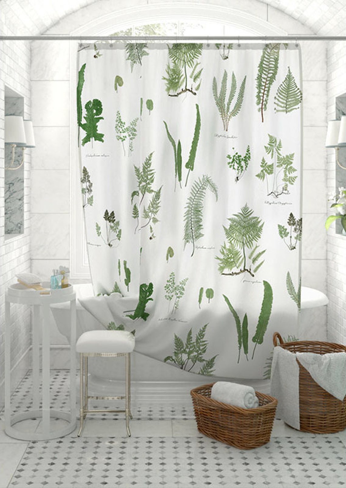 Special Ferns Shower Curtain, Nature Shower Curtain, Leaves Shower ...
