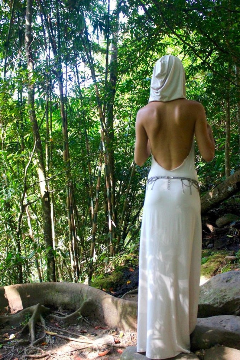 White Goddess Dress Backless Dress Priestess Dress Wedding | Etsy