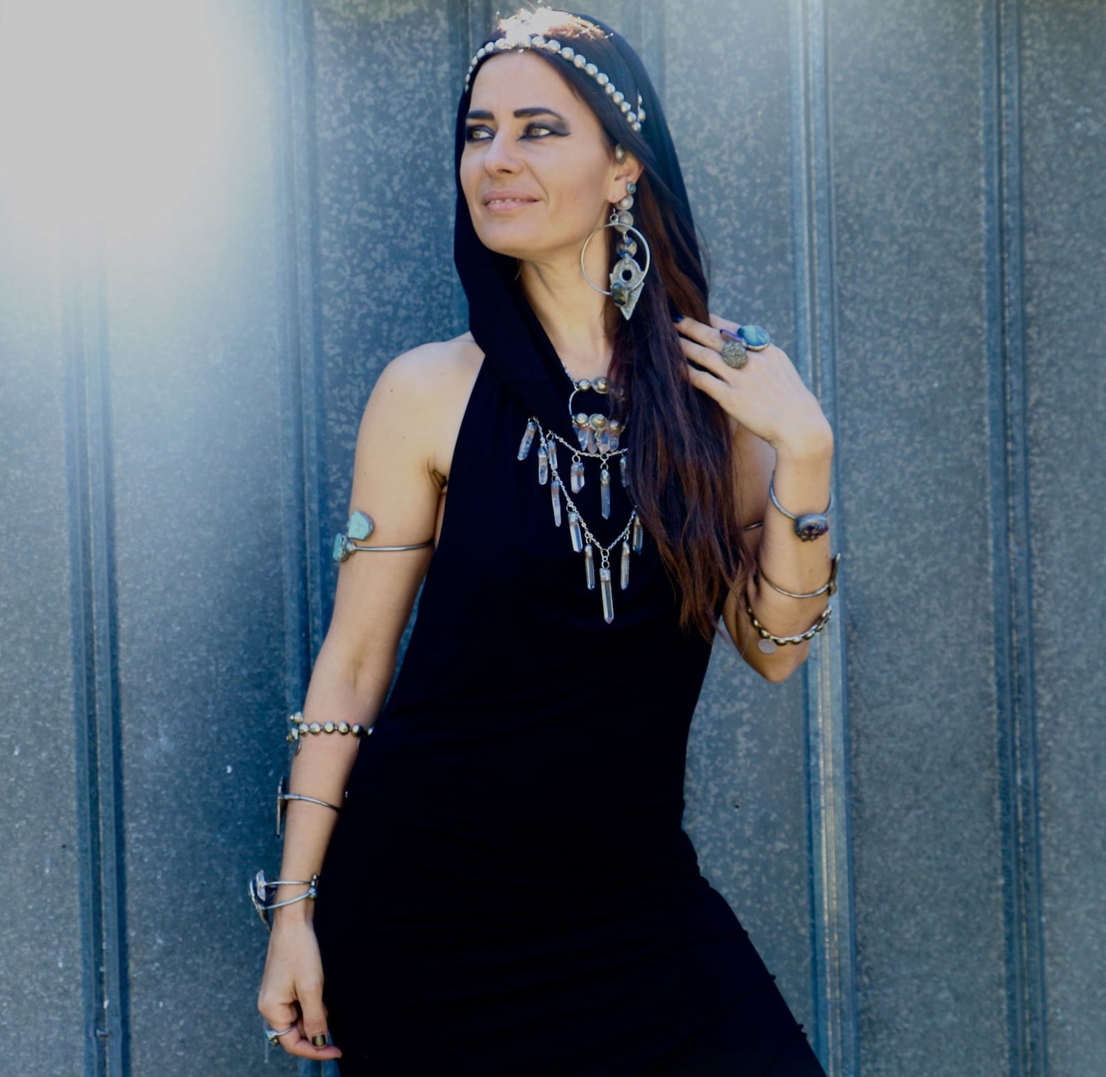 Black Dancing Dakini Hooded Backless Dress Witch Tribal Fusion Bamboo ...