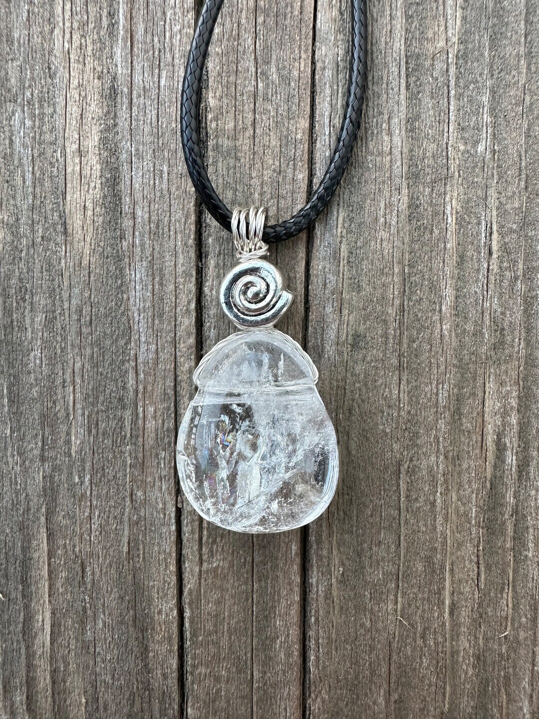 Rock Crystal Necklace for Wisdom, Loyalty and Protection. Swirl ...