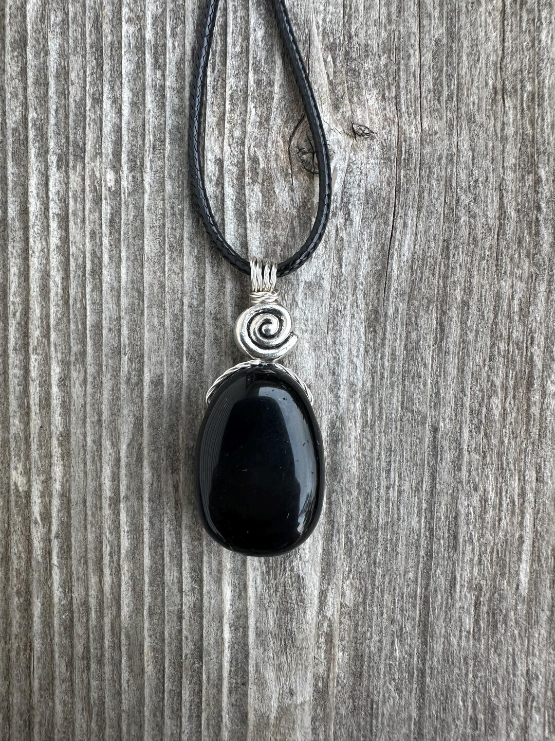 Obsidian Necklace for Prophecy and Release Negativity. Swirl Signifies ...