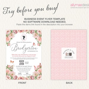 5 X 7 Bridgerton Afternoon Tea Blush Pink Business Event Flyer With ...