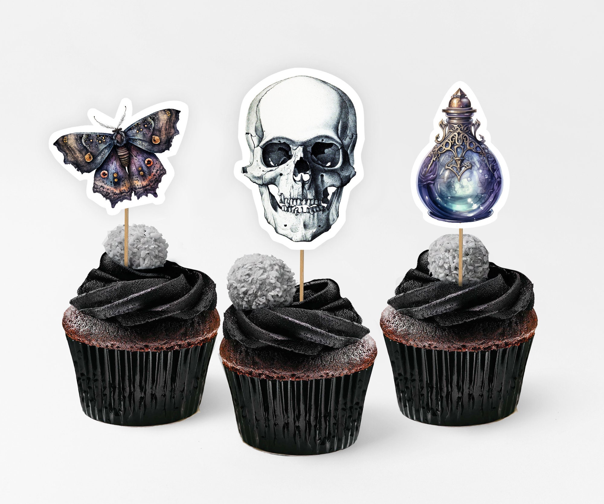 Gothic Party Cake Toppers Printable Toppers of Cauldron - Etsy