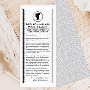Bachelorette Lady Whistledown Society Page Announce, 4 X 9, Dearest ...