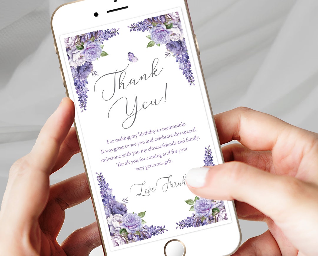 Mobile Thank You Note With Lavender Colored Wisteria Flowers ...