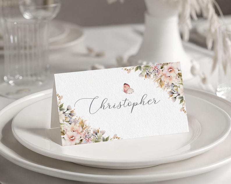 Place Name / Food Tent Card, Flowers, Jane Austen Collection, 3.5x2 ...