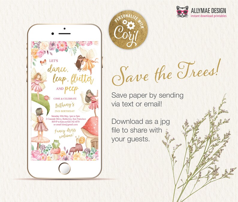 Fairy Garden Tea Party Invitation Editable Fairies Tea - Etsy
