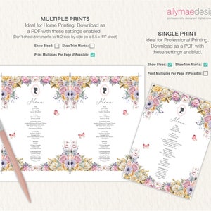 5 X 7 Bridgerton Tea Party Menu With Pastel Flowers, Bridgerton Cameo ...