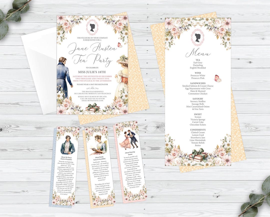 Jane Austen Party Bundle: Regency Couple, Flowers, Cameo, Corjl ...