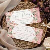 EDITABLE Tea Party Event Ticket, High Tea Party Template, Tea Party ...