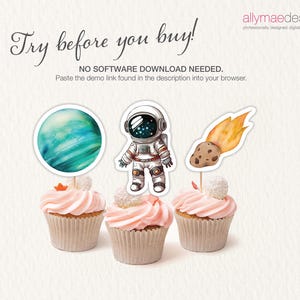 Space Party Cake Toppers, Stickers, Cutouts, Spaceman, Rocket, Alien ...