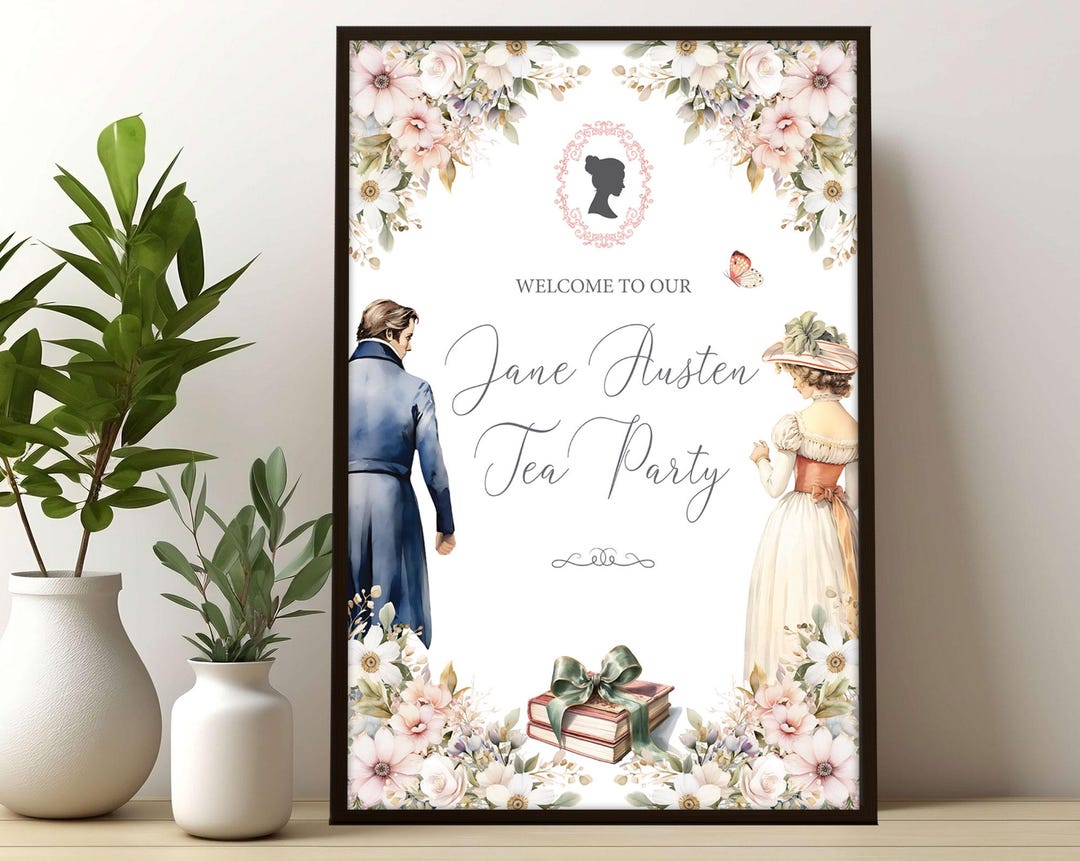 8x10/12x18, Jane Austen Tea Party Welcome Sign: Regency Floral Decor ...