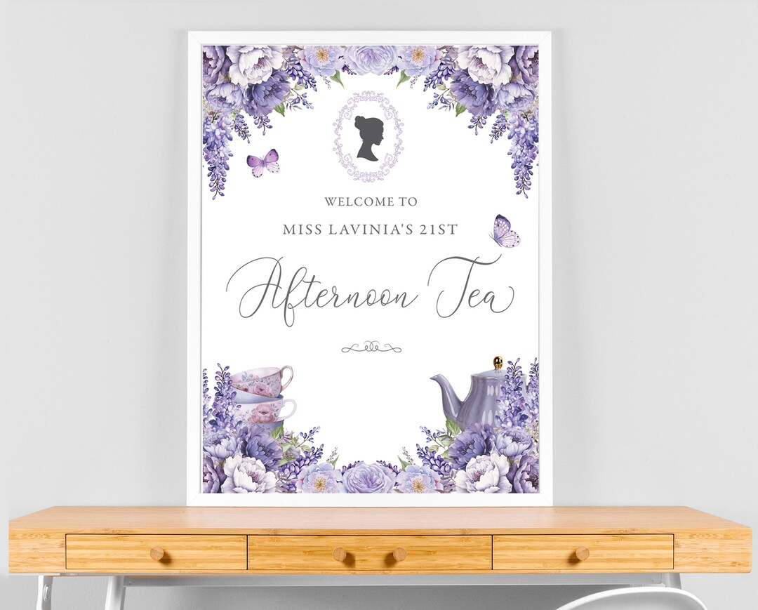 18 X 24 Afternoon Tea Welcome Sign Lavender Colored Flowers, Bridgeton ...