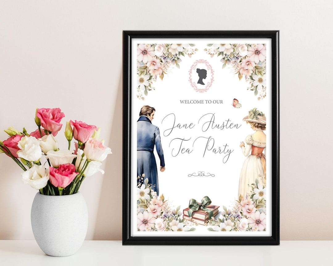 A4 (210 X 297mm) Jane Austen Tea Party Welcome Sign, Editable CORJL ...