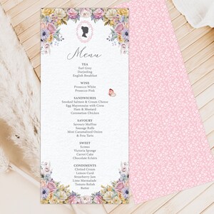 4 X 9 Bridgerton Tea Party Menu With Pastel Flowers, Bridgerton Style ...