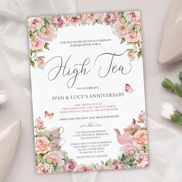 Butterfly High Tea Invitation - Etsy