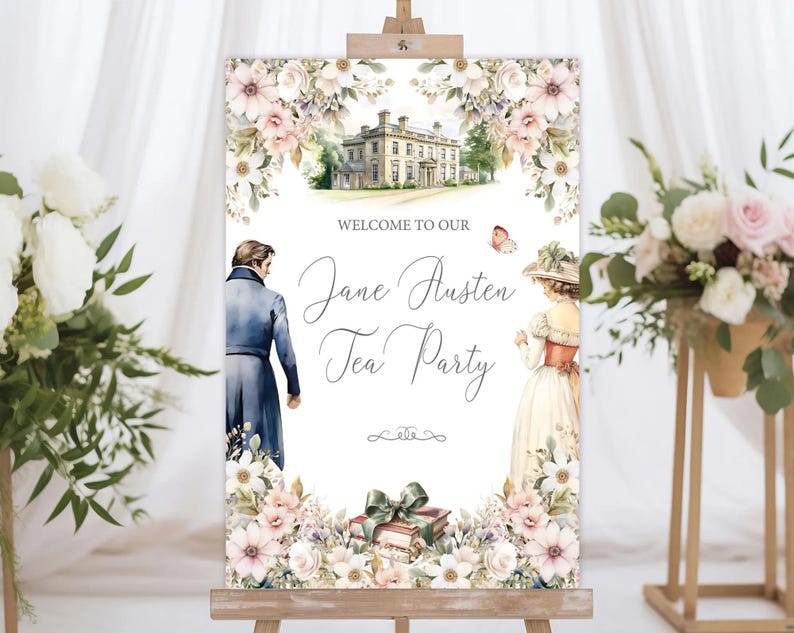 8 Piece Jane Austen Tea Bundle, Mansion, Regency Couple, Flowers, Corjl ...