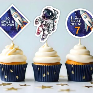 Space Party Cake Toppers, Stickers, Cutouts, Spaceman, Rocket, Alien ...
