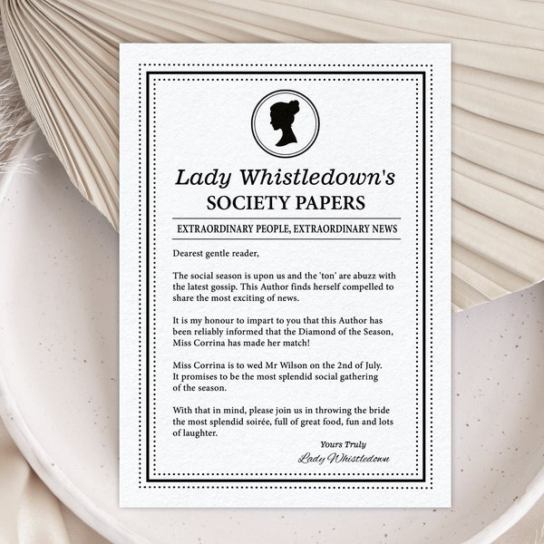 Lady Whistledown Wedding Paper - Etsy