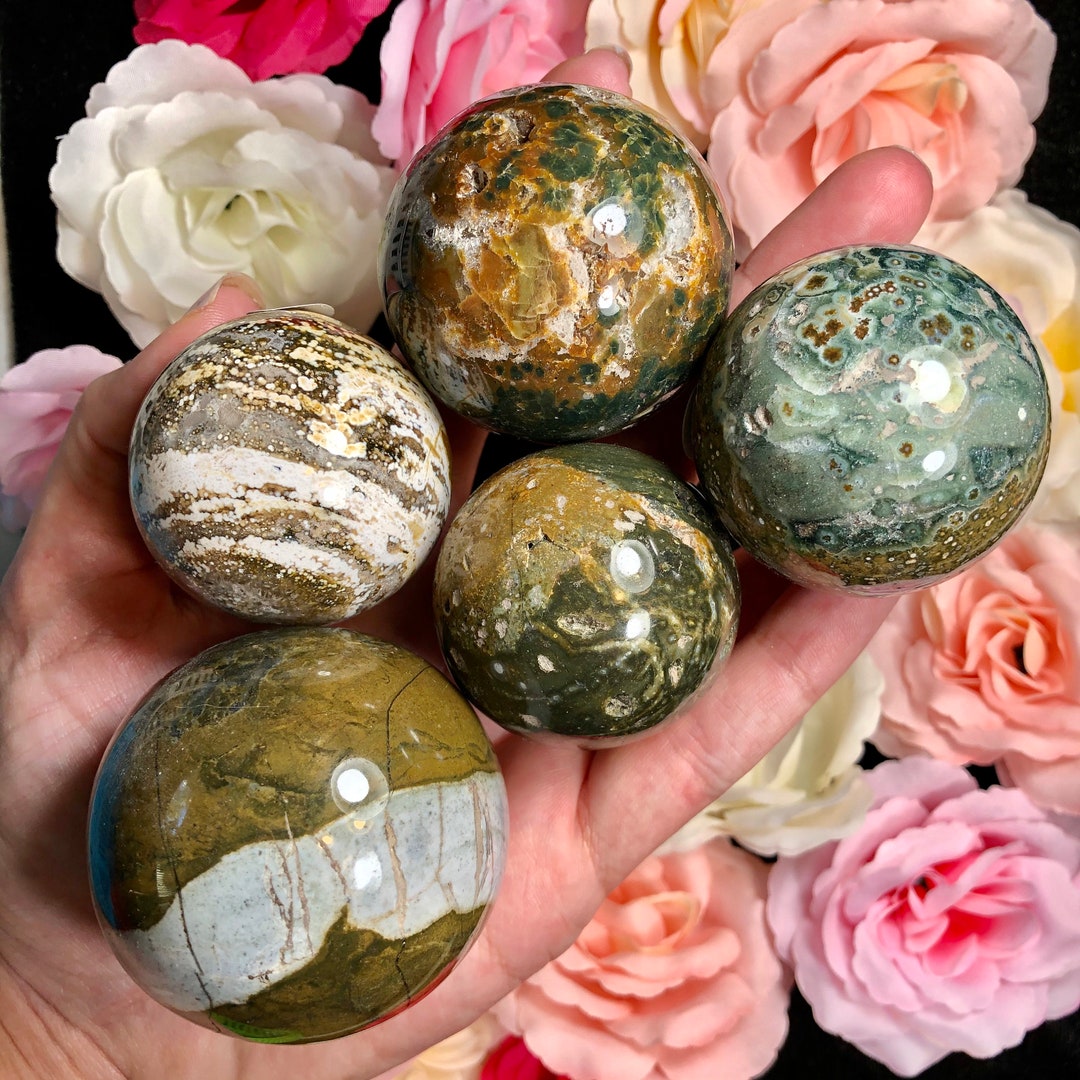 Orbicular Juicy Ocean Jasper Spheres & Spirit Jasper, Reiki Energy ...