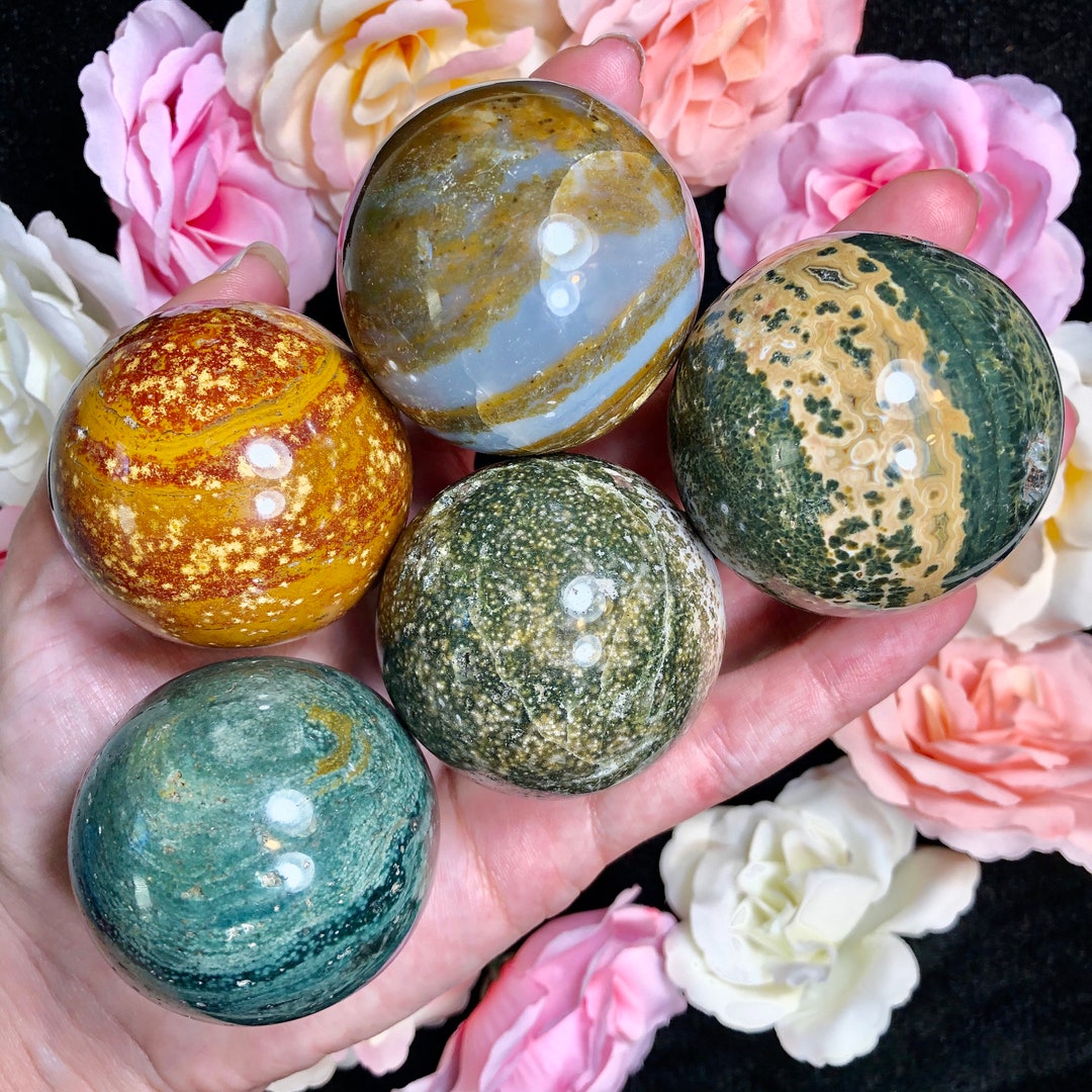 Orbicular Juicy Ocean Jasper Spheres & Spirit jasper, Reiki Energy ...