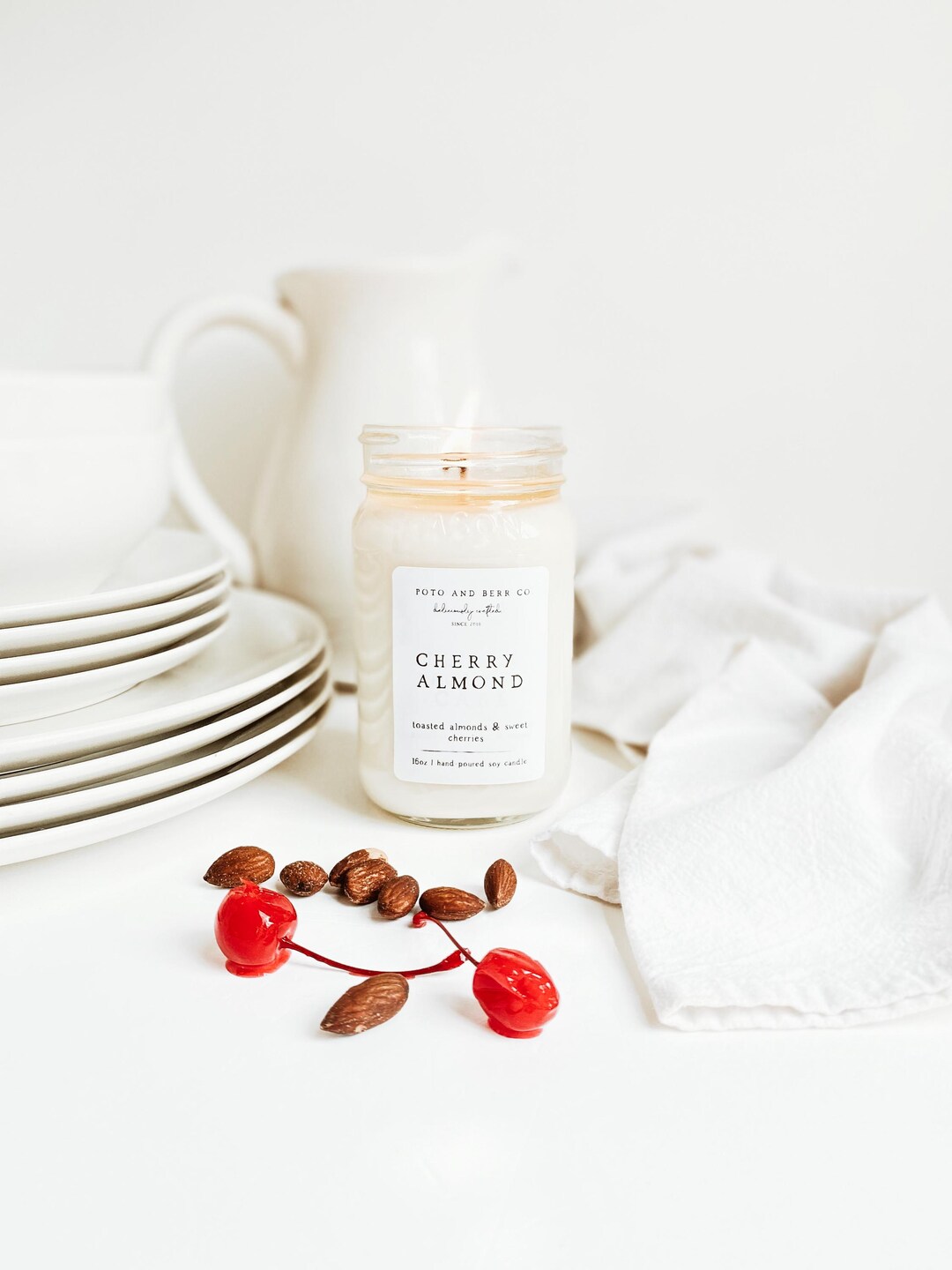 CHERRY ALMOND CANDLE Potoandberr Soy Candles Handmade Cherry Scented ...
