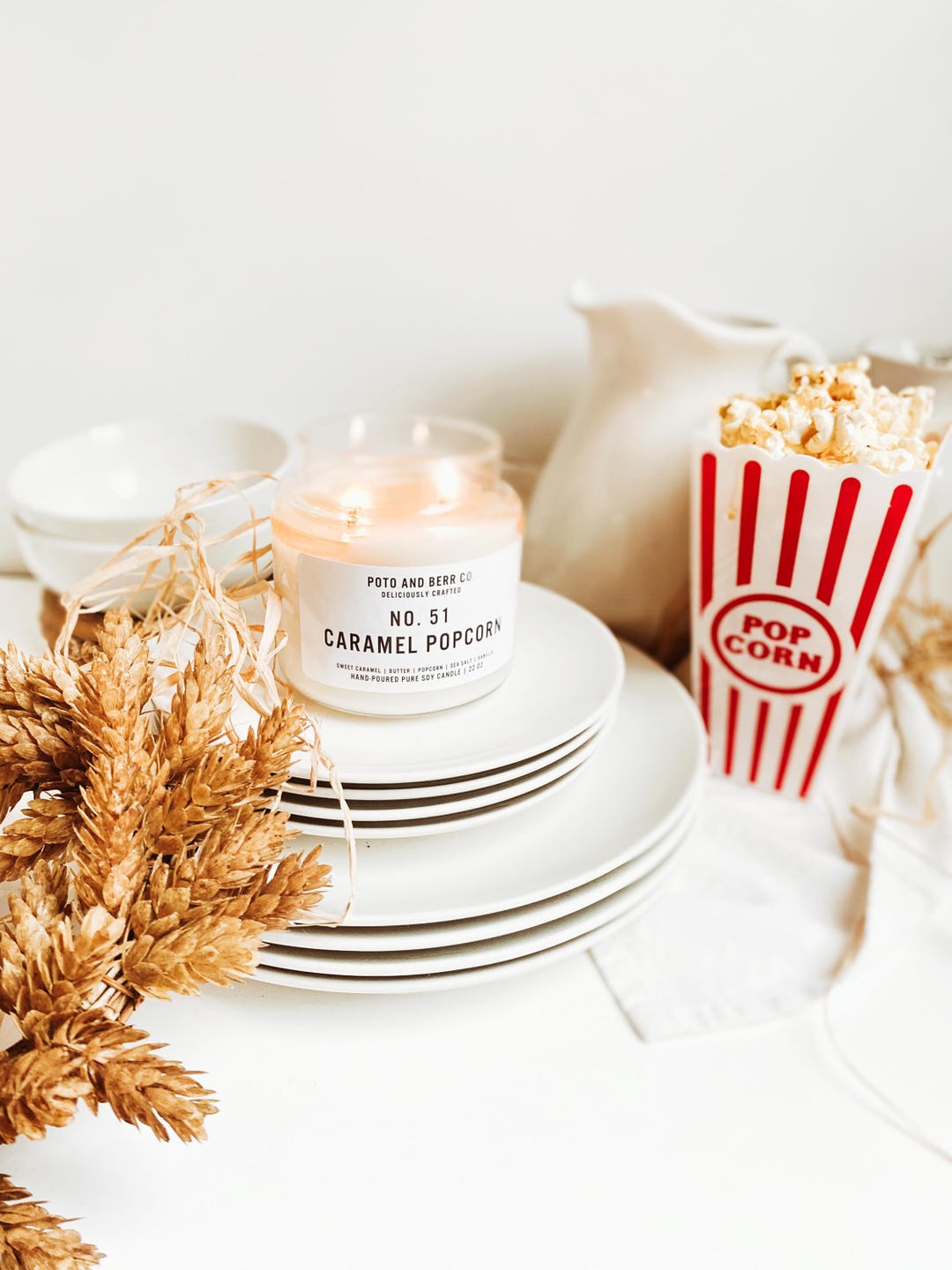 Caramel Popcorn Scented Soy Candle, Fall Gifts, Fall Candles, Popcorn ...