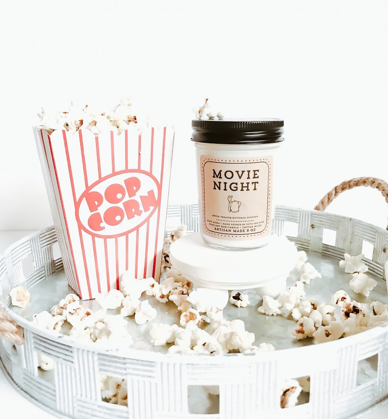 Popcorn Scented Candle Popcorn Gifts Movie Decor Soy Candles - Etsy