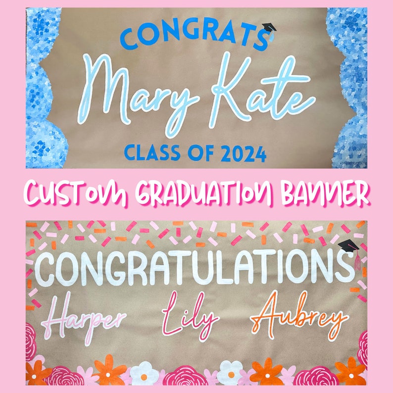 Custom Hand Painted Graduation Banner, Grad Party, Graduation, Class of ...