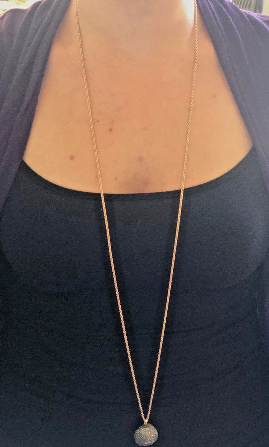 Vintage 18K Rose Gold Single Cut Diamonds Cluster Pendant Necklace Long ...