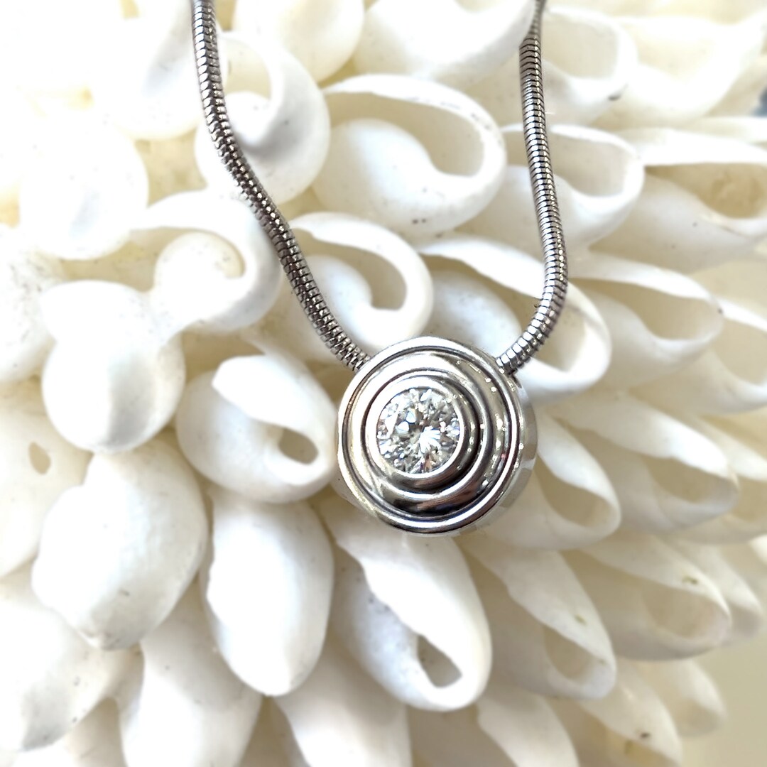 Heavy Bezel 14k White Gold Set Natural Diamond App. 0.80ct Necklace - Etsy