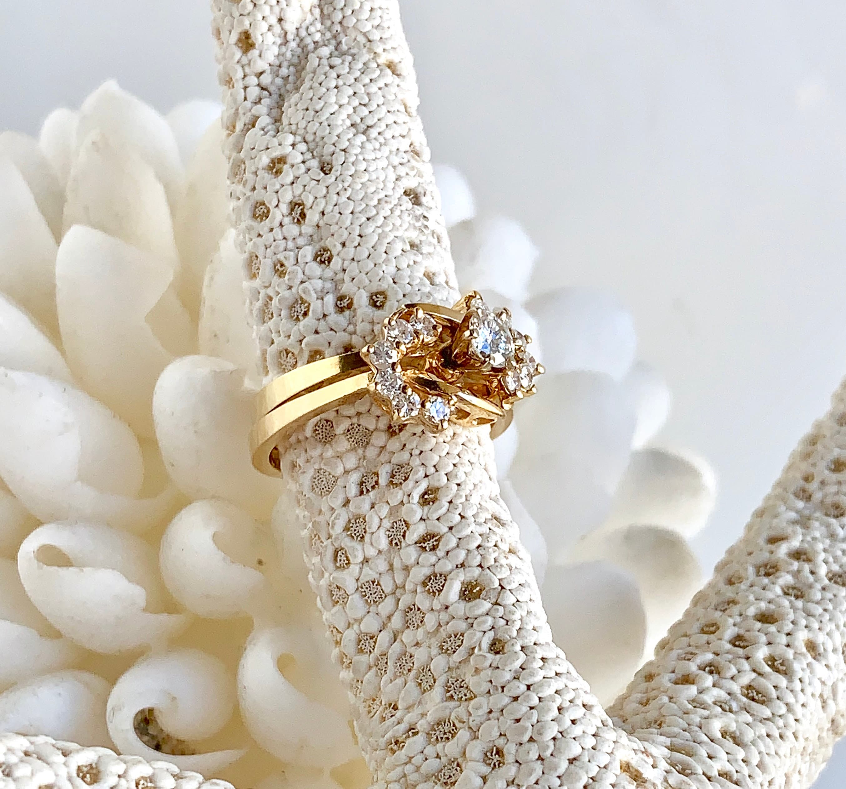 ESTATE Diamond Wedding/Bridal Set with 0.29 ct Round Brilliant | Etsy