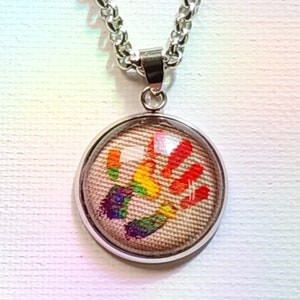 SUPERNATURAL Castiel Handprint, Rainbow Pride Necklace, 20mm Stone ...
