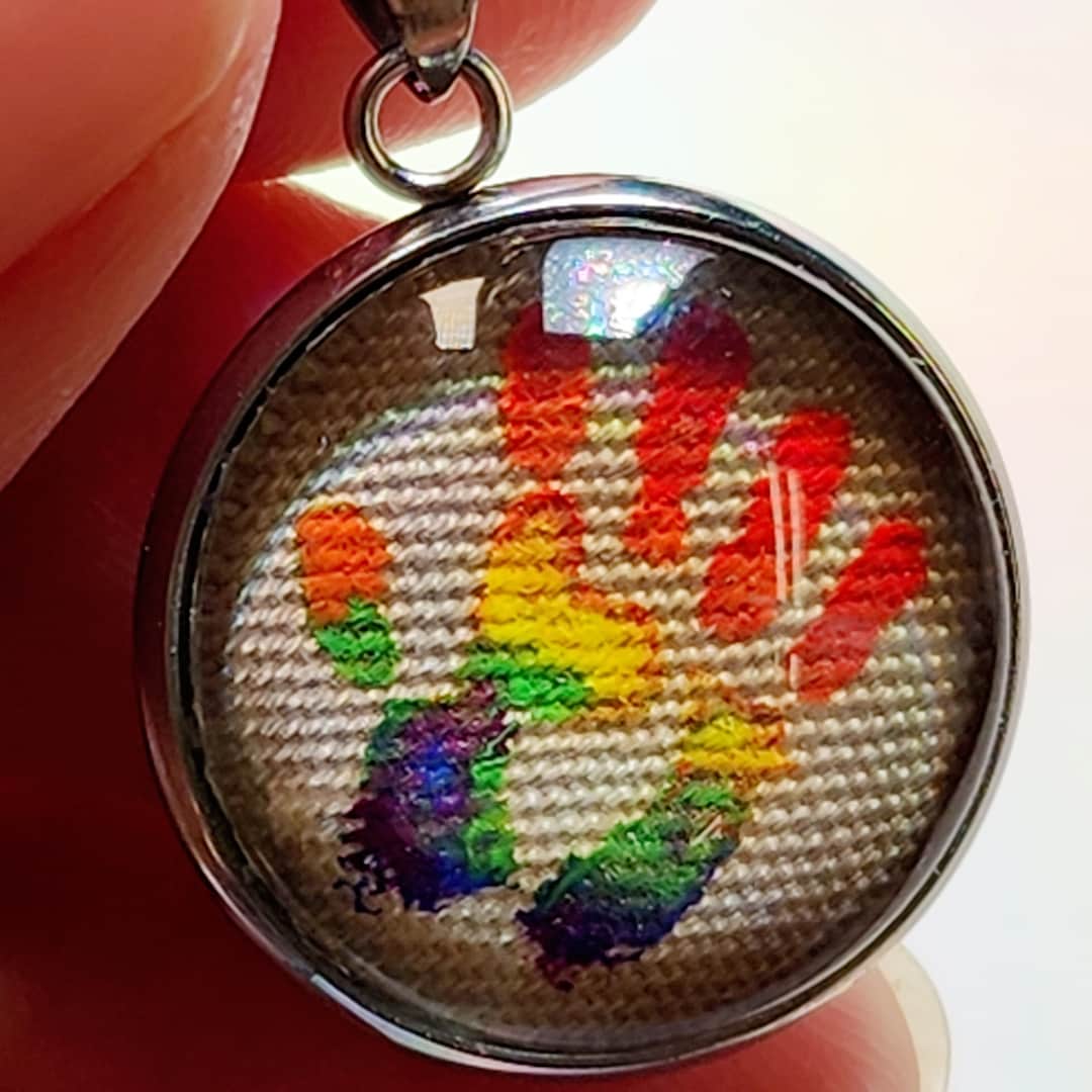 SUPERNATURAL Castiel Handprint, Rainbow Pride Necklace, 20mm Stone ...