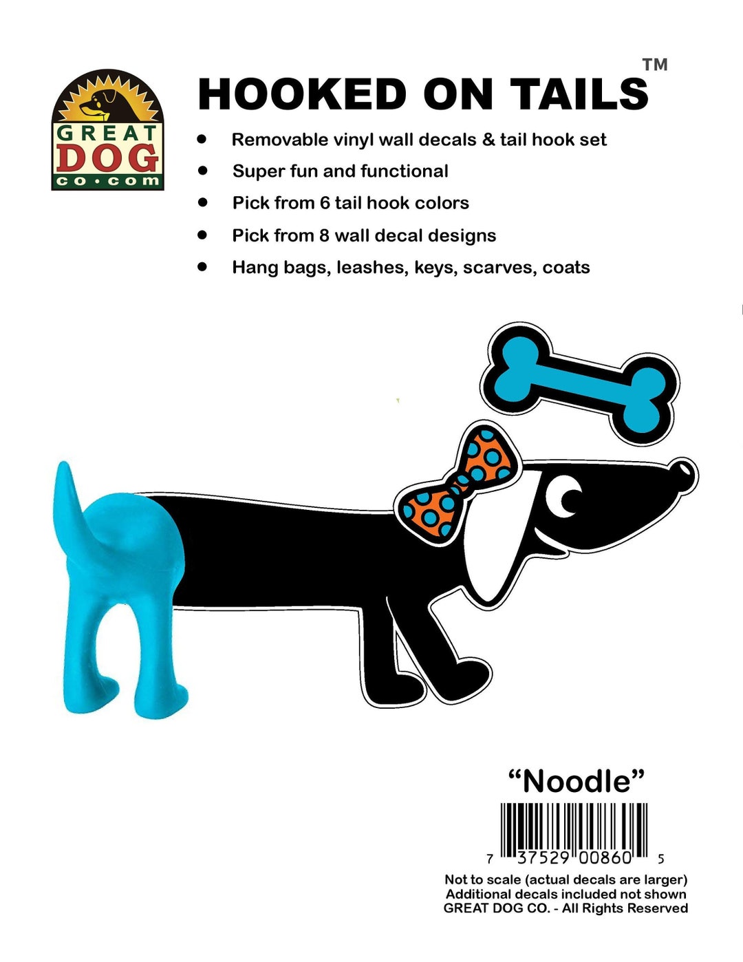 GREAT DOG Hooked on Tails Dog Wall Decal & Tail Hook Set Dog Wall Decal ...